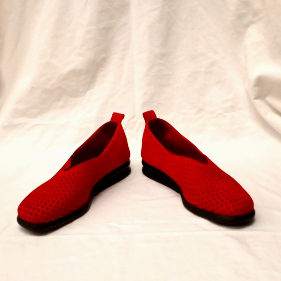 Arche | Shoes | Final Sale Arche Red Perforated Low Wedge Slipon Shoe ...